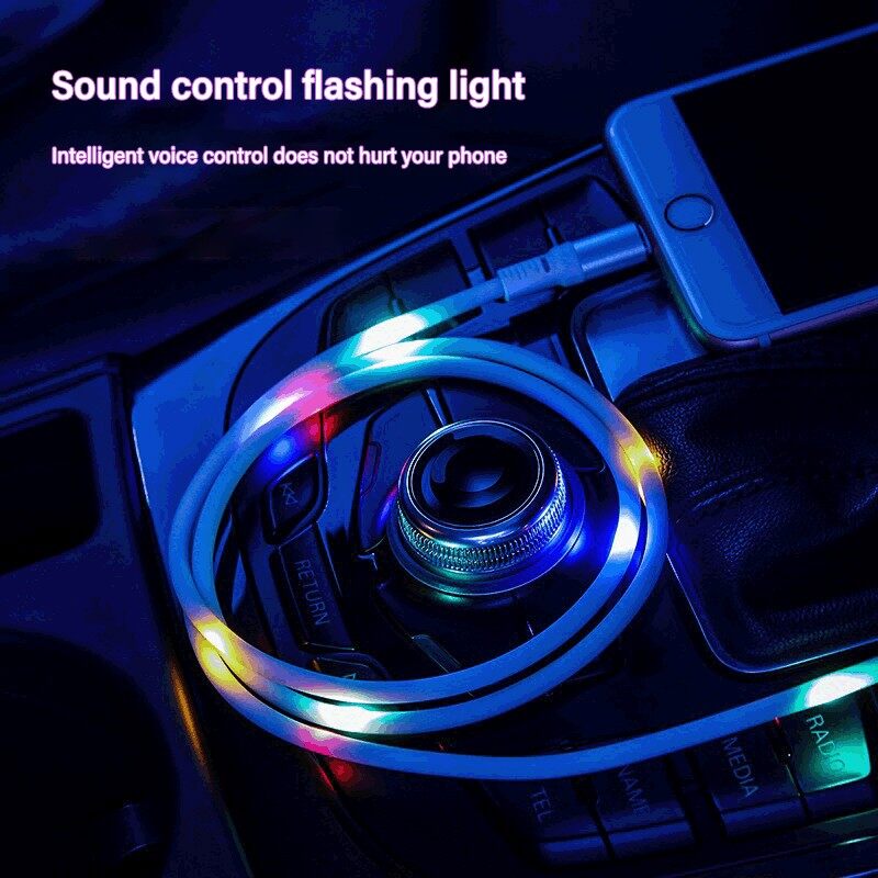 DOT RGB ไฟ LED สายชาร์จ,Type C แฟลชสายข้อมูล,สายชาร์จเร็วสำหรับ Huawei ...