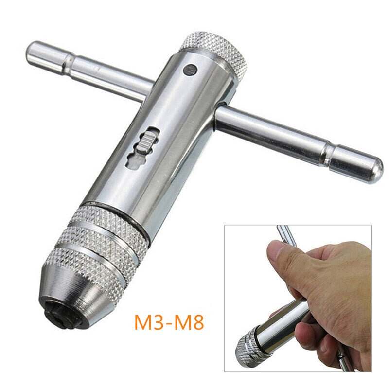 M3-M8 T-Handleเฟืองล้อพลิกกลับได้ประแจด้ามต๊าปตัวทีแตะเธรดเครื่องมือ ...