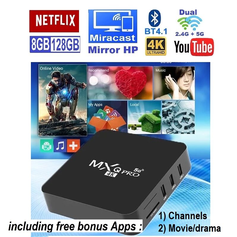 New Android TV Box MXQ Pro 4K 8/128GB option Basic or Customized TV ...