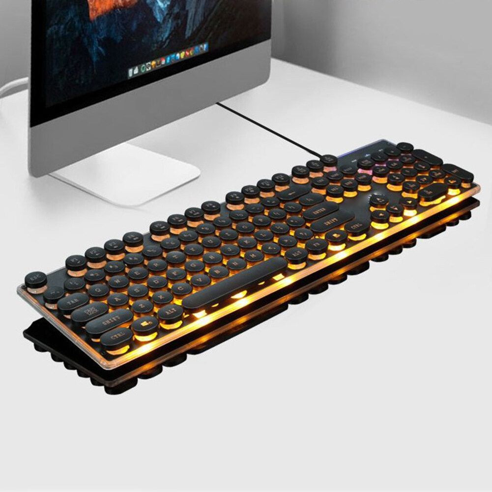 Retro Punk Mechanical คีย์บอร์ด104คีย์บอร์ดคีย์บอร์ดการเล่นเกมแบบ ...