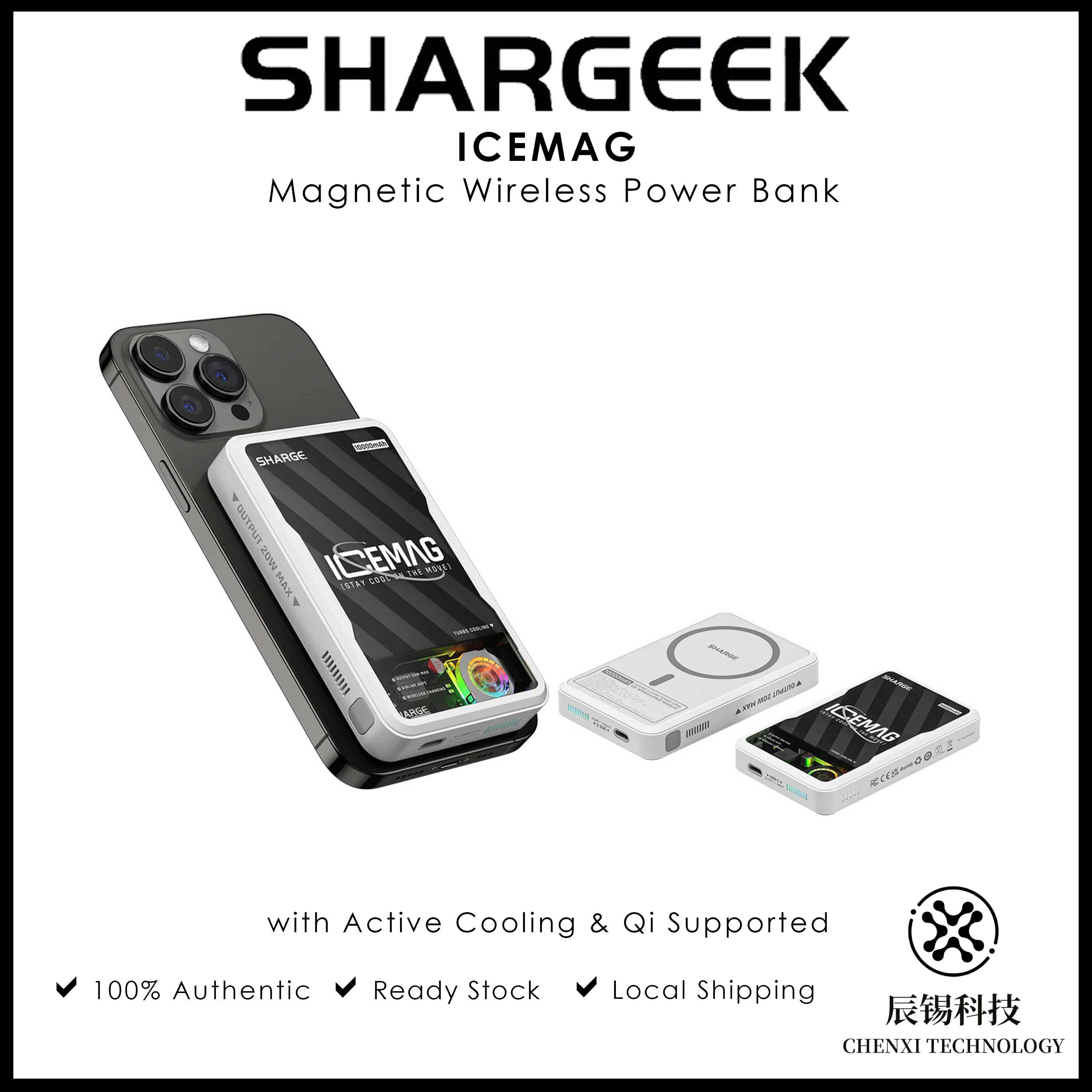Shargeek ICEMAG 10,000mAh 20W Magnetic Wireless Power Bank with Active ...