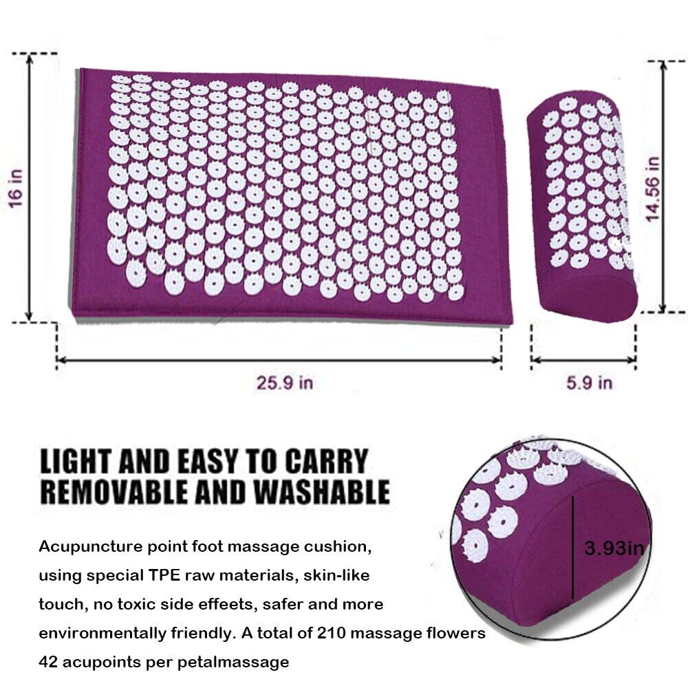 Massager Cushion Massage Yoga Mat Acupressure Relieve Stress Back Body ...