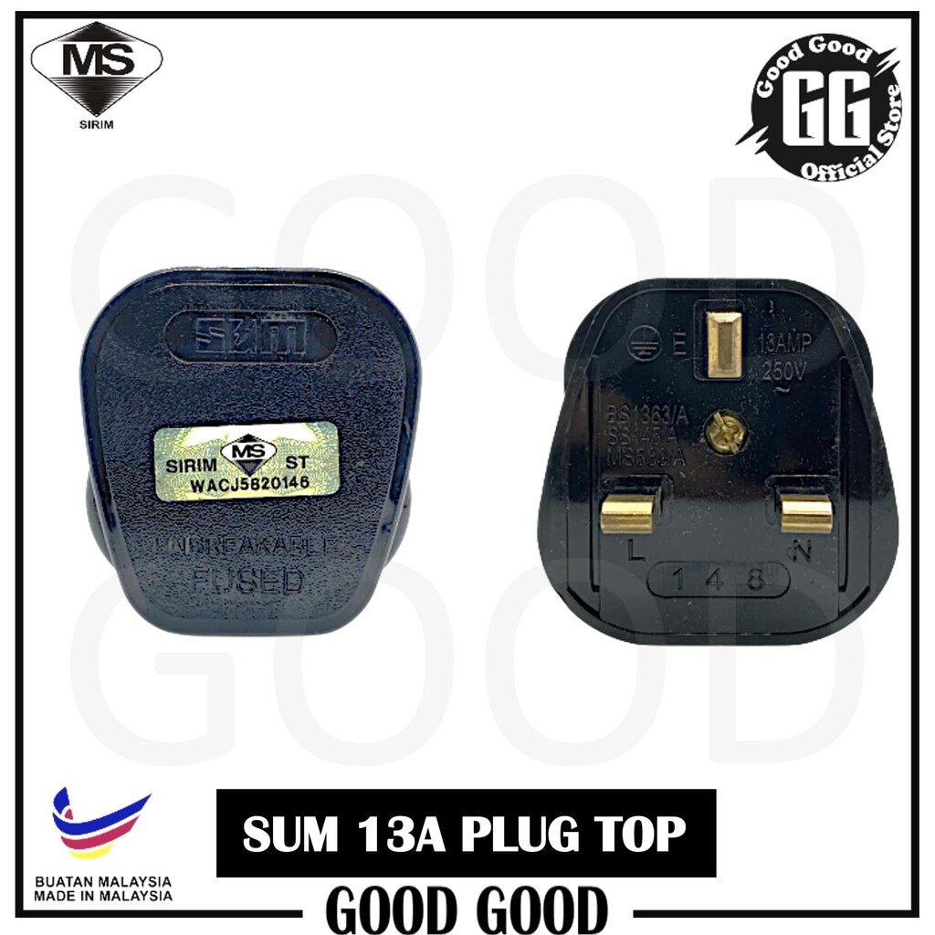 100% ORIGINAL SUM 13A PLUG TOP BLACK COLOUR HIGH QUALITY SIRIM APPROVED ...