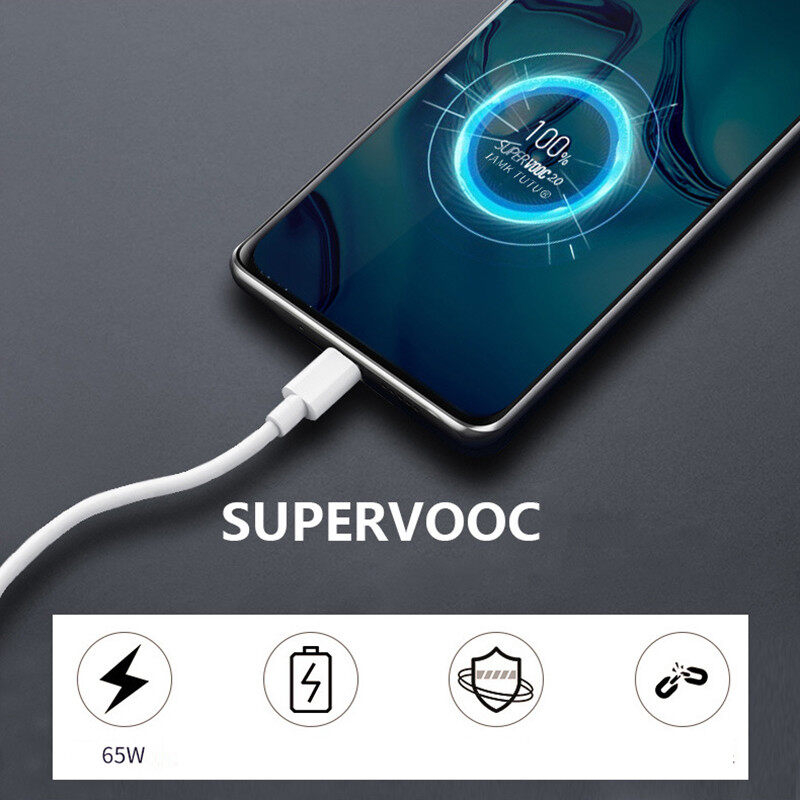 Stock】For Super VOOC 65W USB C 6.5A Fast Charging Type-C สายสำหรับ ...