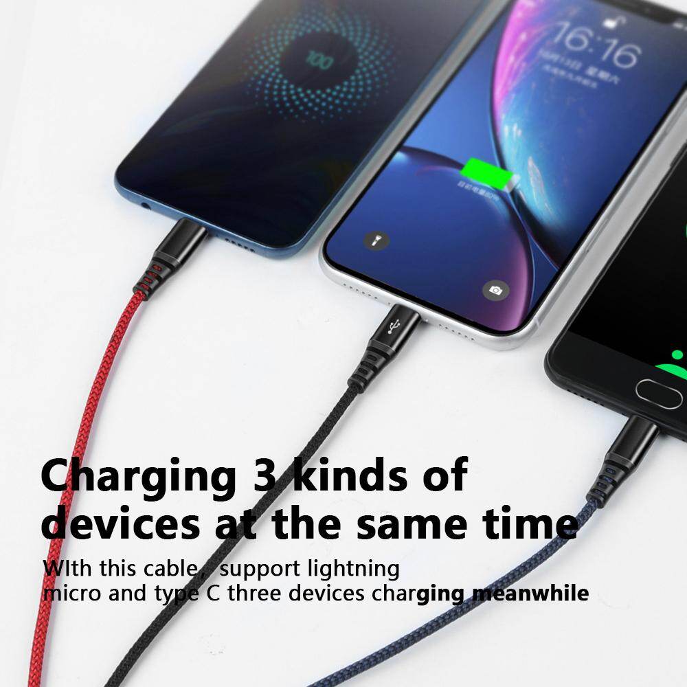 Mcdodo1.2m 3in1 สาย USB สำหรับโทรศัพท์มือถือ Micro USB Type C ชาร์จสาย ...