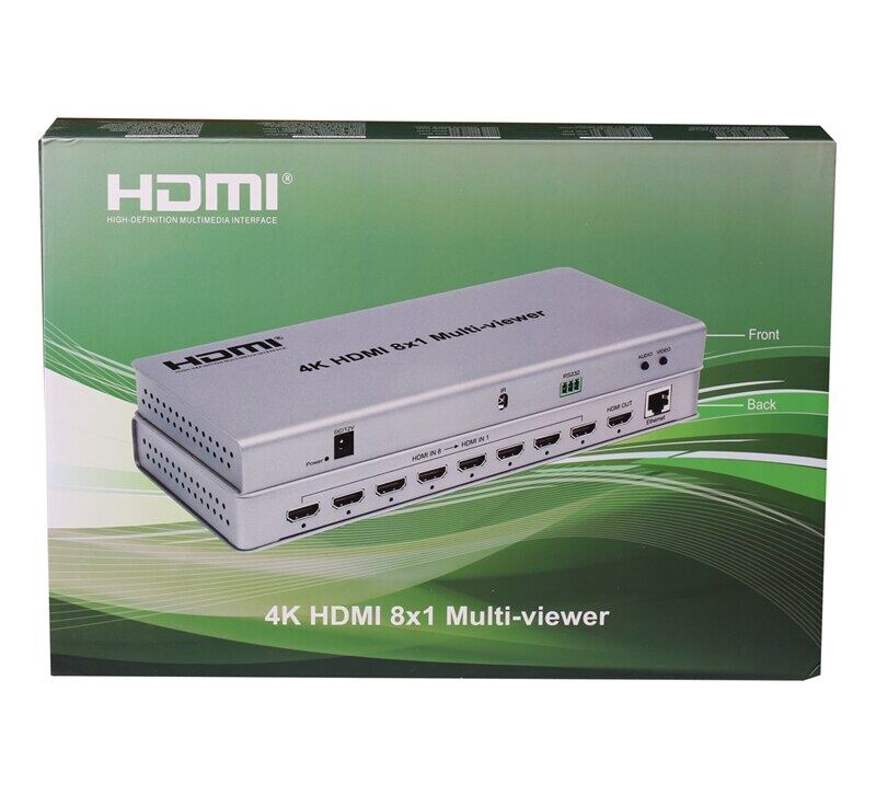 4K HDMI 8X1 Quad Multi-Viewer Switcher 8 In 1 Out Seamless Switch 4X1 ...