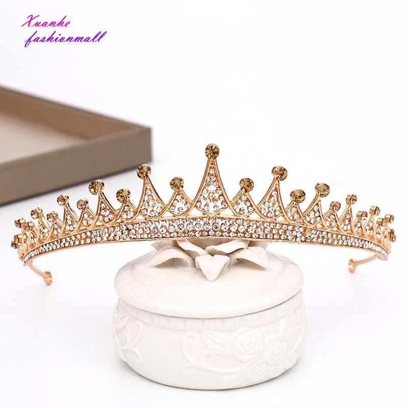 Wedding Bridal Gold Silver Crystal Tiara Geometric Shape Crowns ...