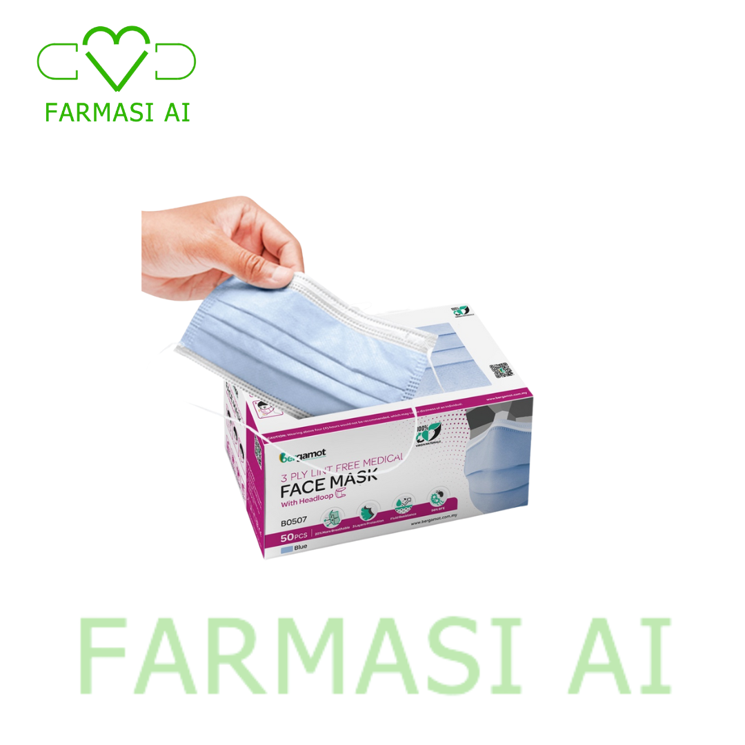 Bergamot 3 Ply Lint Free Medical Face Mask Headloop (50's) | Lazada