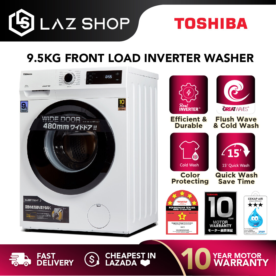 Toshiba 9.5KG Front Load Real Inverter Washer TW-BK105S2M | Washing Machine | Mesin Basuh | Lazada
