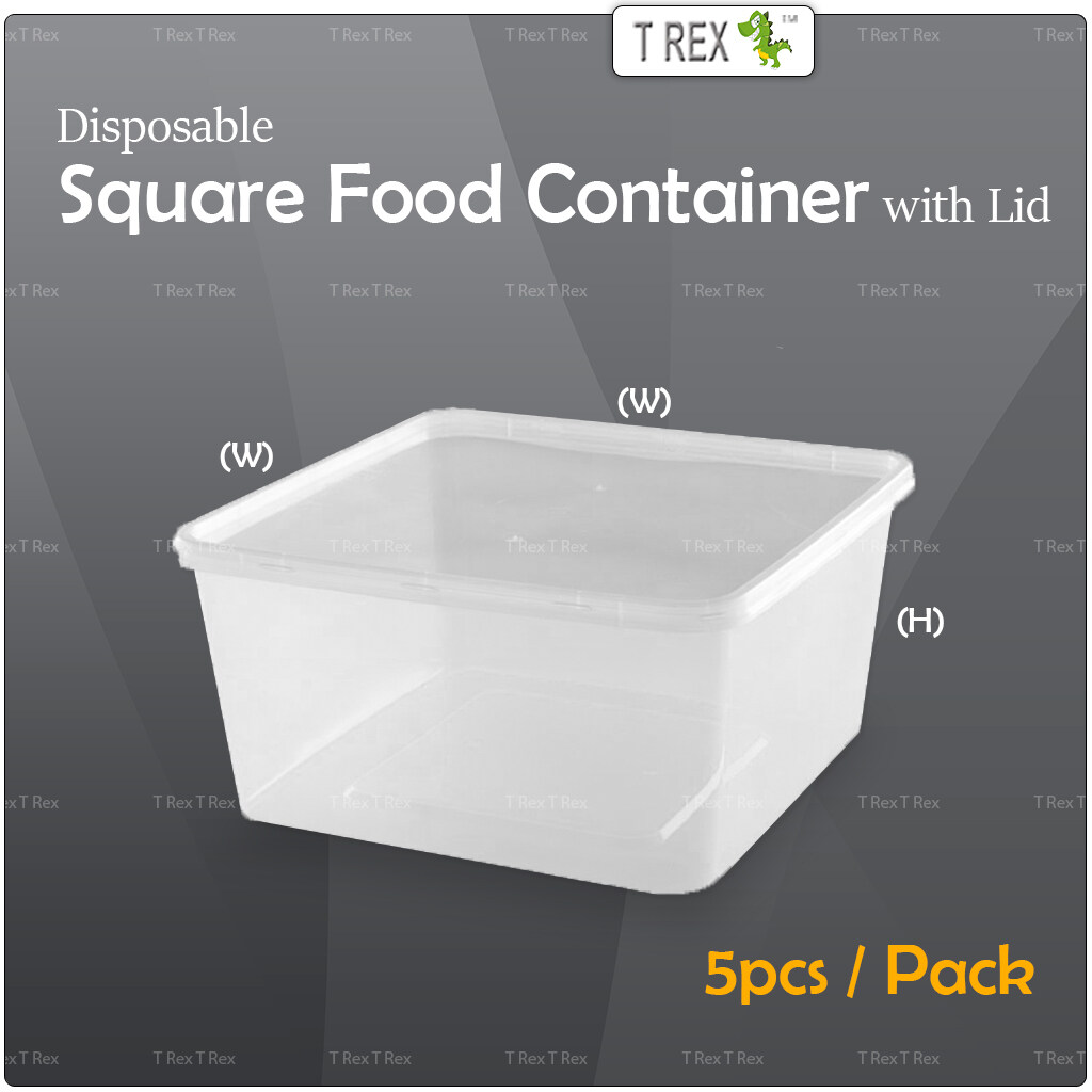 5pcs Microwave Safe Disposable Plastic Square Food Container with Lid ...