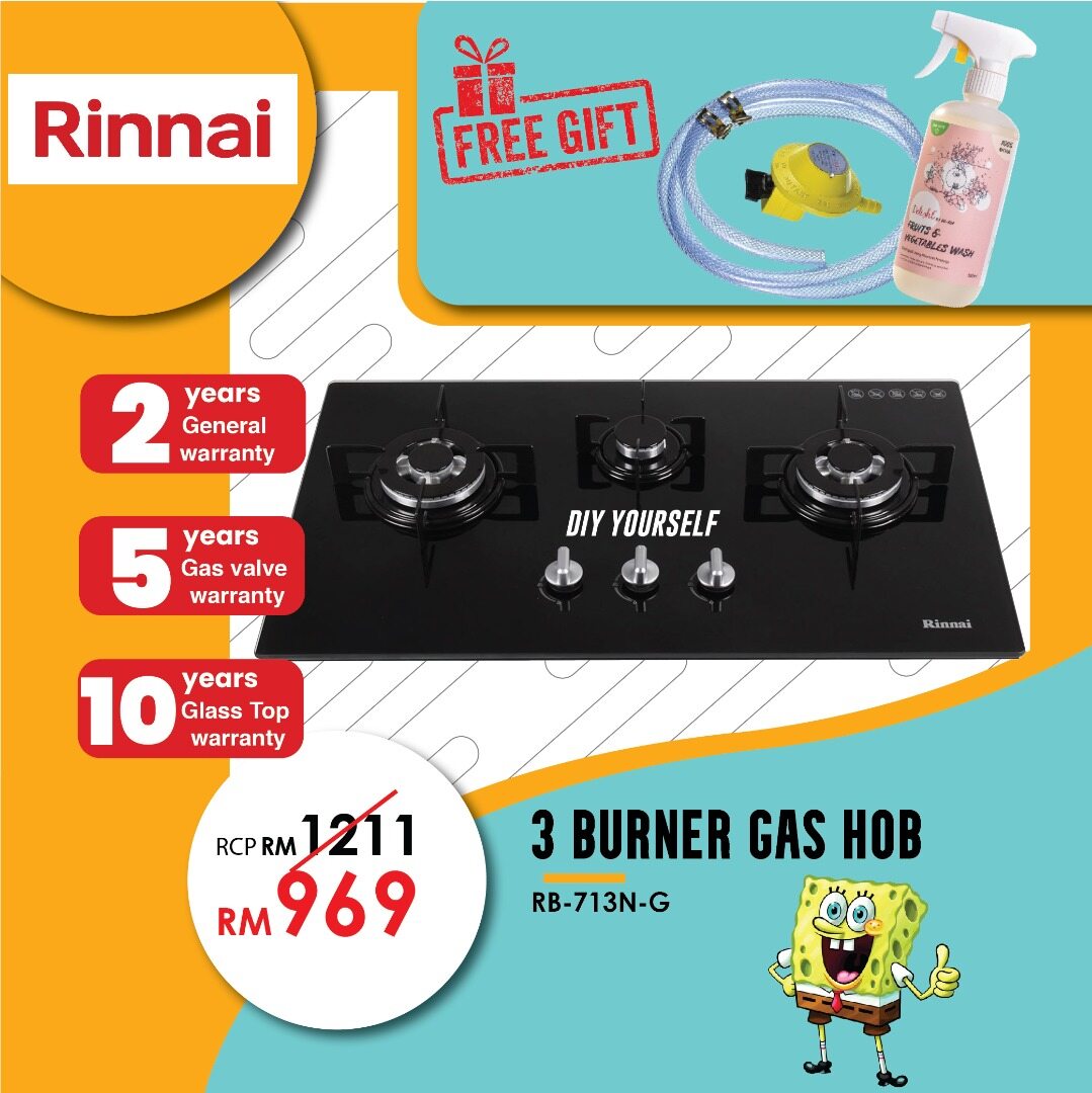 Rinnai Table top cooker / Home stove / Kitchen stove / Tiga tungku ...