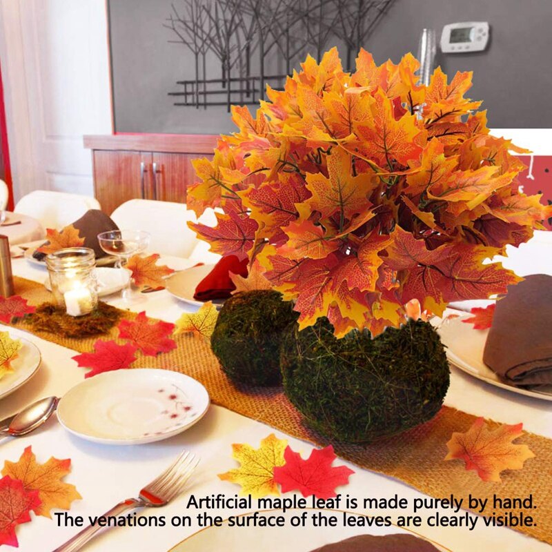 Artificial Maple Leaves Branches Autumn Leaves 5 Bundles Fall ...