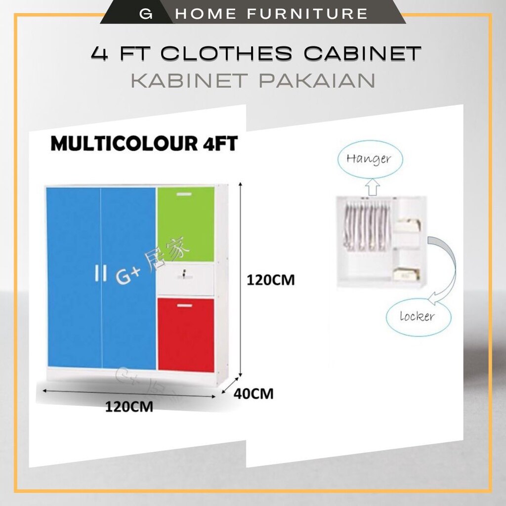 🔥OFFER🔥G+FURNITURE Children Clothes Cabinet 4ft/Children Wardrobe/Color ...