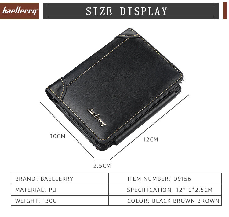 Baellerry Short Wallet Men PU Suede Leather Slim Bifold Men's Wallets ...