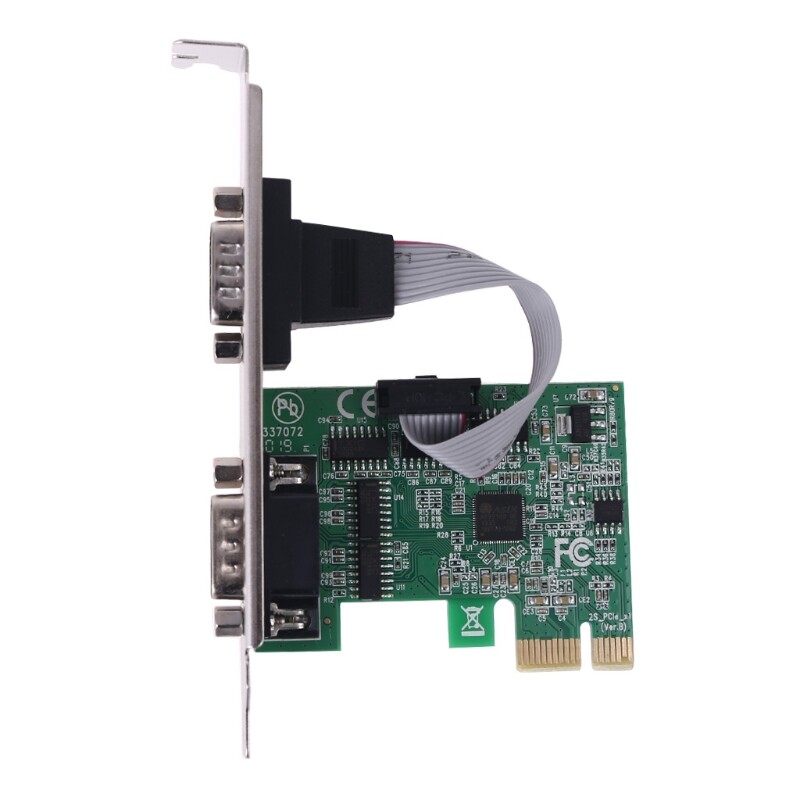 PCIe คู่แบบอนุกรมการ์ดชิป AX99100 2พอร์ตอุตสาหกรรม DB9 COM RS232 Converter ตัวควบคุมอะแดปเตอร์ ...
