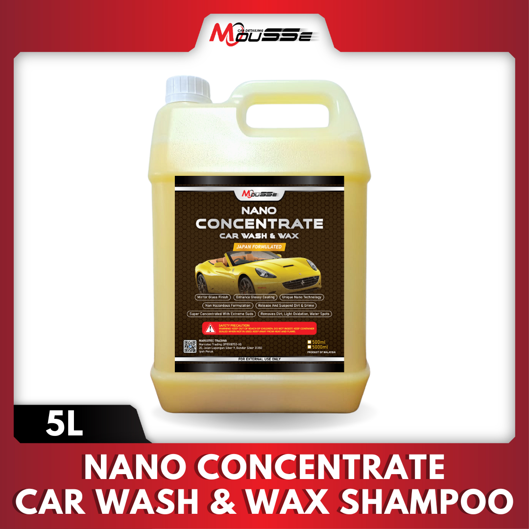 MOUSSE NANO CAR WASH & WAX SHAMPOO 5L (Ready Stock) | Lazada
