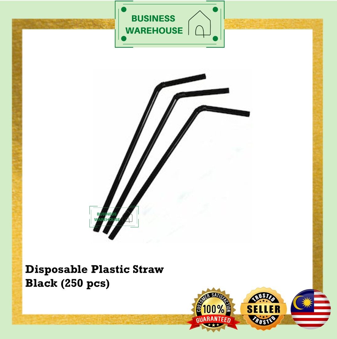 【250 PCS】8.5" TAPAU DISOPASABLE PREMIUM PLASTIC STRAW BLACK / MINUMAN ...
