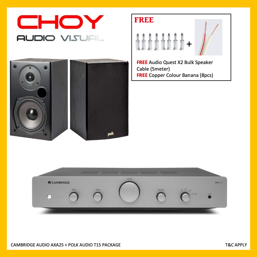 Cambridge Audio AXA25 Integrated Amplifier + Polk Audio T15 Bookshelf ...