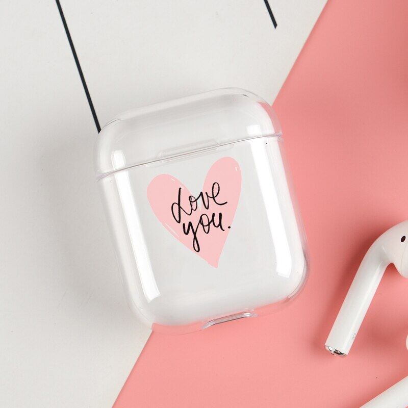 Clear Lovely Airpods 2 Case Cute Heart Letter Clear Hard Headphone ...