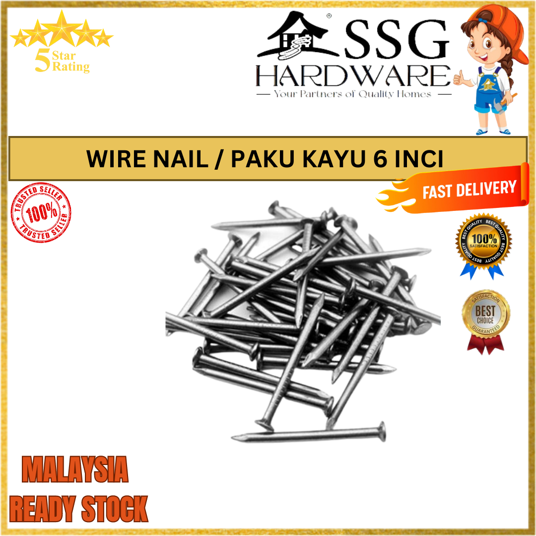 WIRE NAIL 6 INCH / PAKU KAYU 6 INCI / WOOD NAIL / 铁钉 / 100G / 300G ...