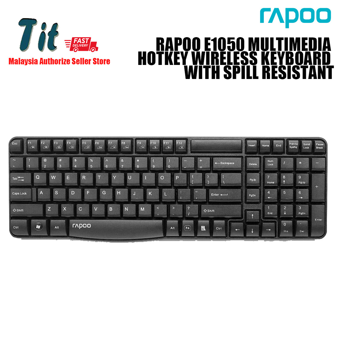 Rapoo E1050 Multimedia Hotkey Wireless Keyboard With Spill Resistant ...