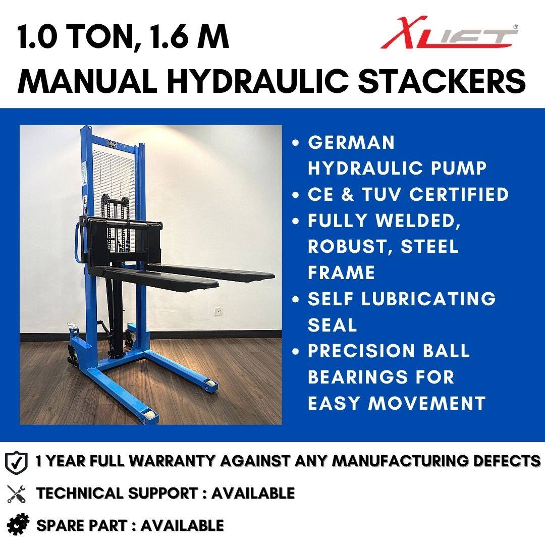 X-LIFT 1 ton, 1.6m Stacker Heavy Duty Standard Manual Hand Hydraulic ...