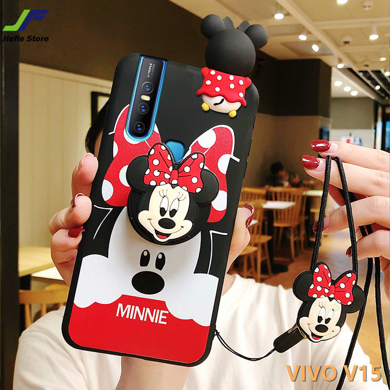 Jiefie 3D ตุ๊กตามิกกี้มินนี่กรณีโทรศัพท์สำหรับ VIVO V15 แฟชั่นสหายมิกก ...