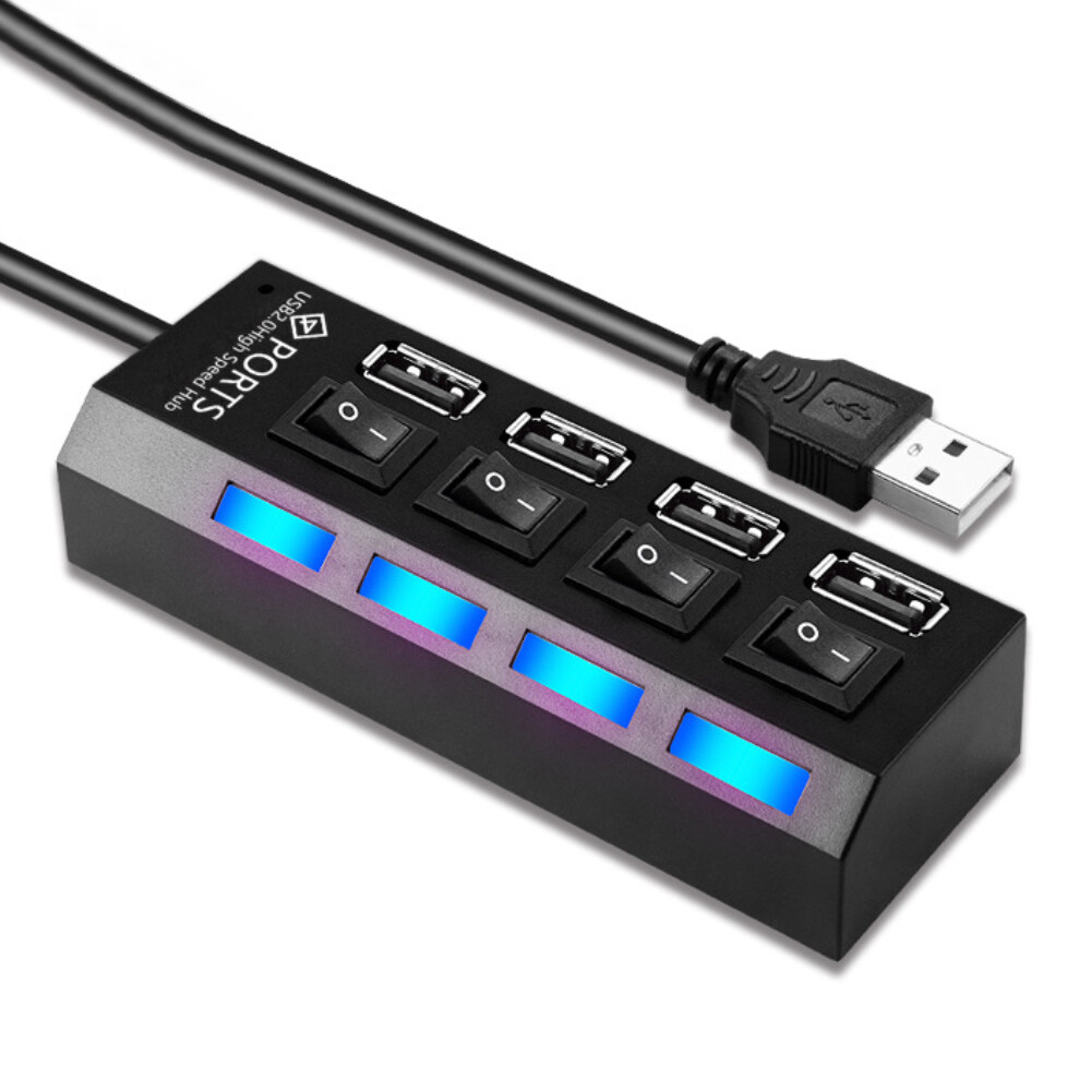 USB 2.0 Port Hub Extension Cable High Speed USB Adapter Plug Socket Hub ...