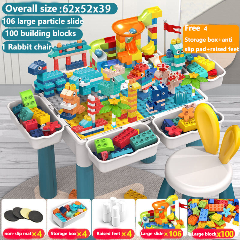 Complete Set Kids Multi Function Building Blocks Table Learning Desk Space Sand Activity Brick ...