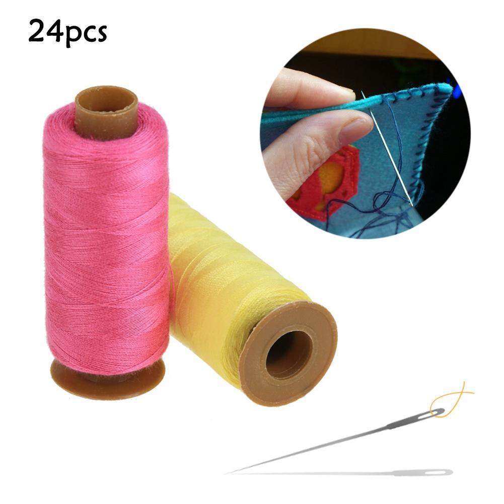 24 Roll 500 Yards Colorful Durable Hand Stitch Cotton Line Sewing ...