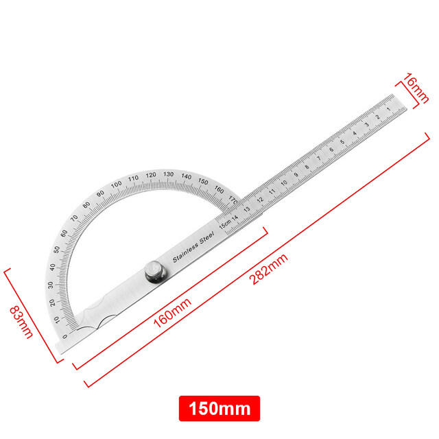 180 Degree Stainless Steel Protractor Rotary Measuring Ruler Adjustable ...