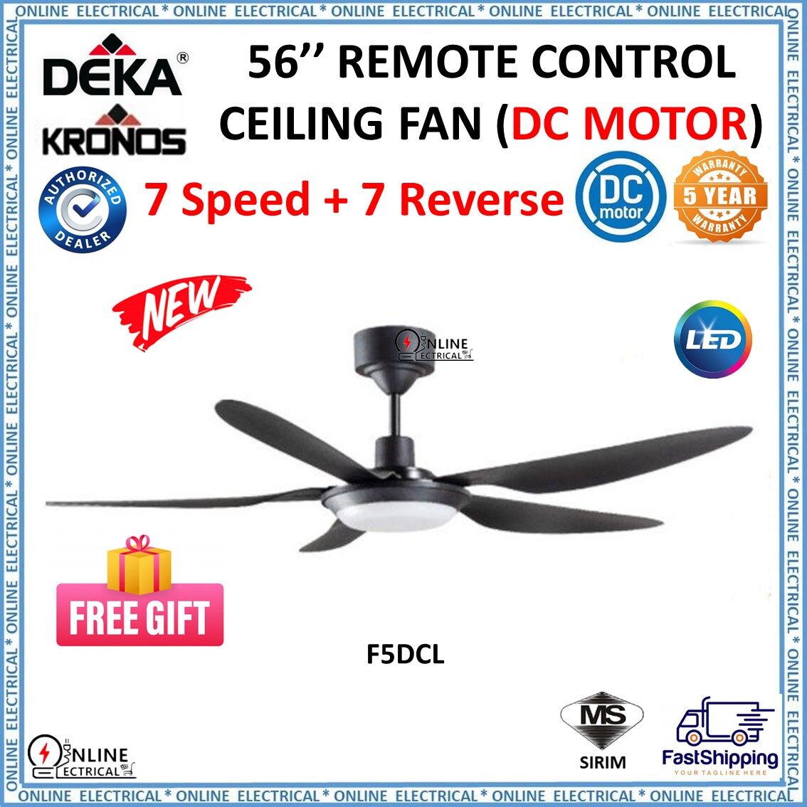 DEKA DC MOTOR HIGH SPEED CEILING FAN ( F5DC / F5DCL / DS 11 / DC2-311 ...