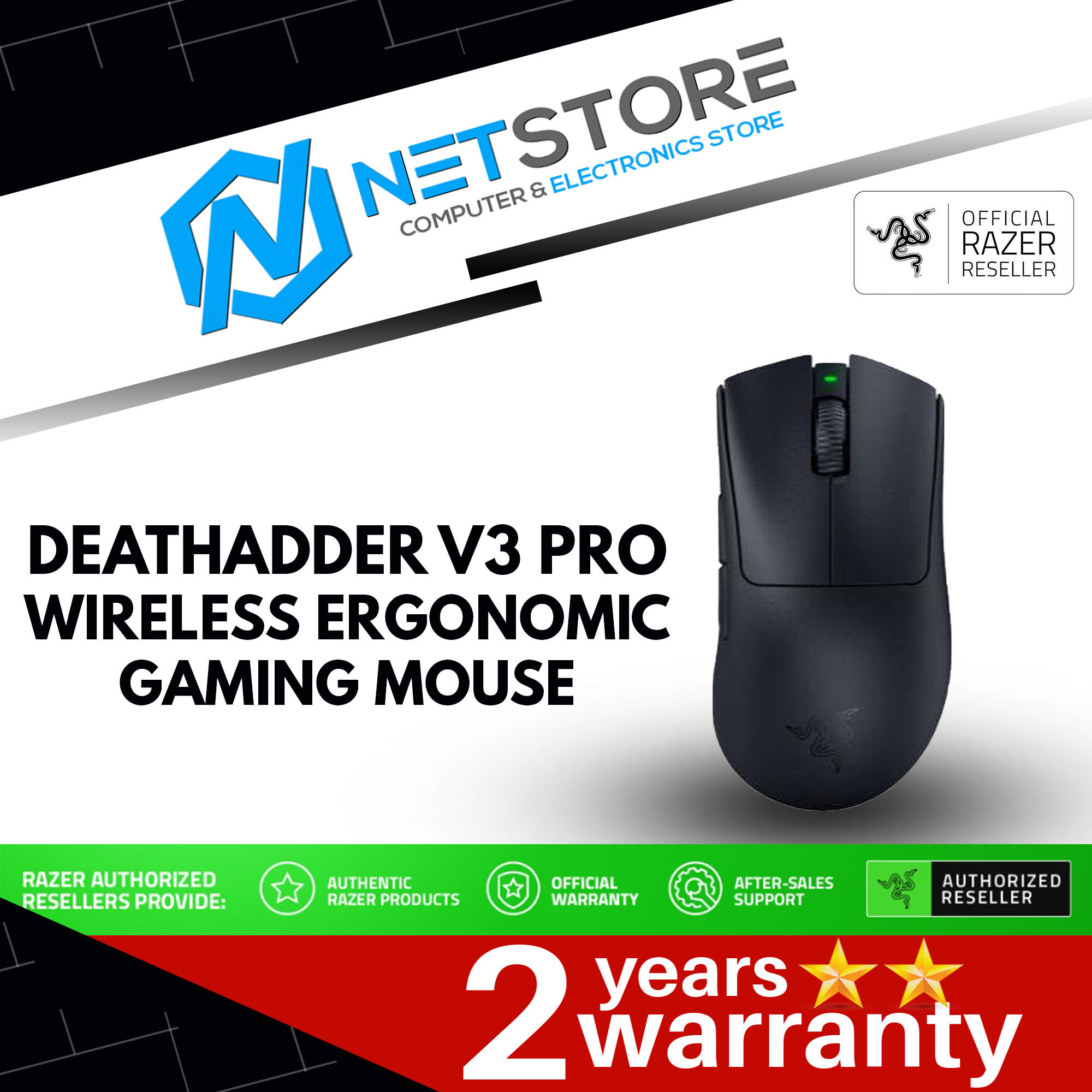 RAZER DEATHADDER V3 PRO WIRELESS ERGONOMIC GAMING MOUSE - RZ01-04630100 ...