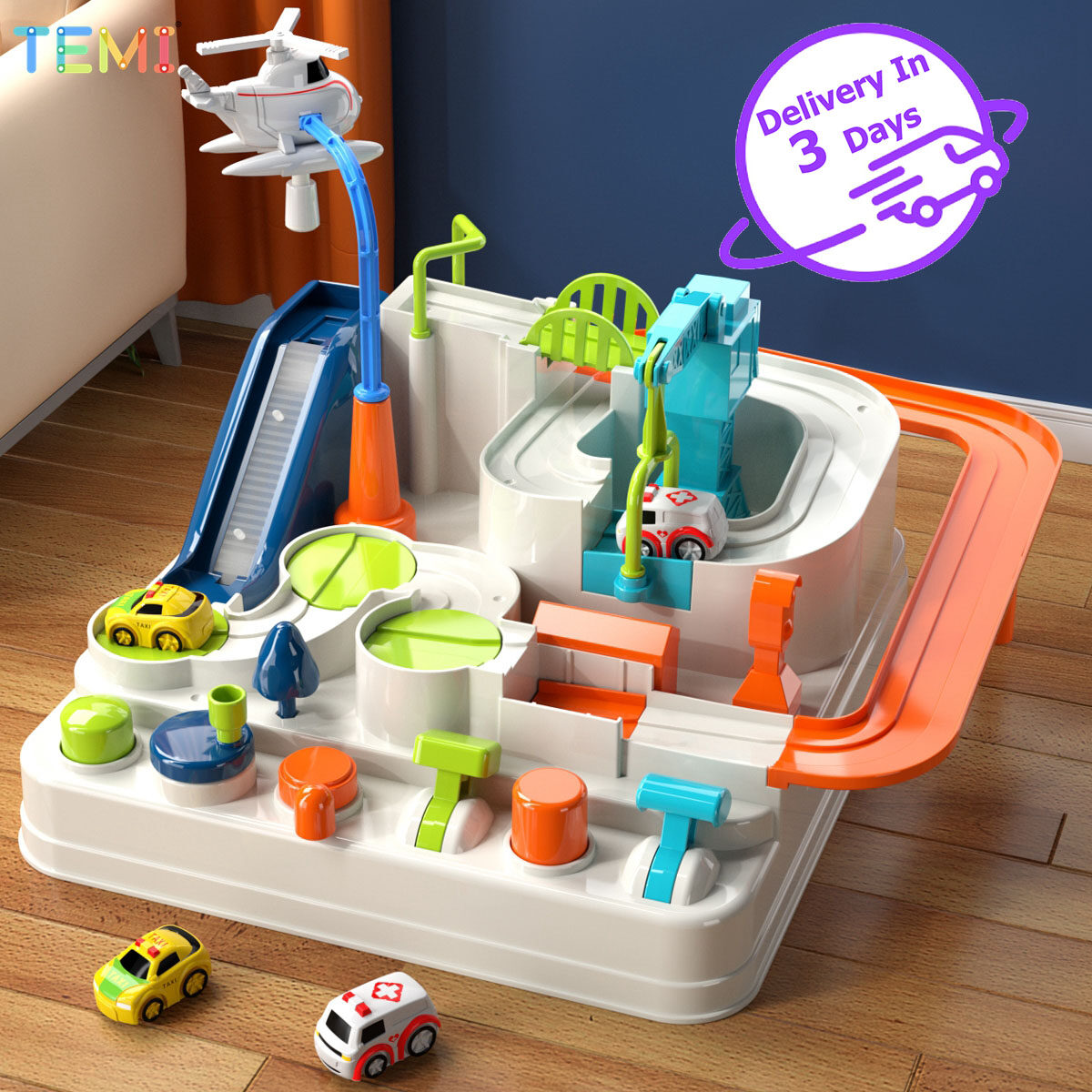 Shipping from Malaysia TEMI Car Adventure Toy Set Track & Car Play Set ...