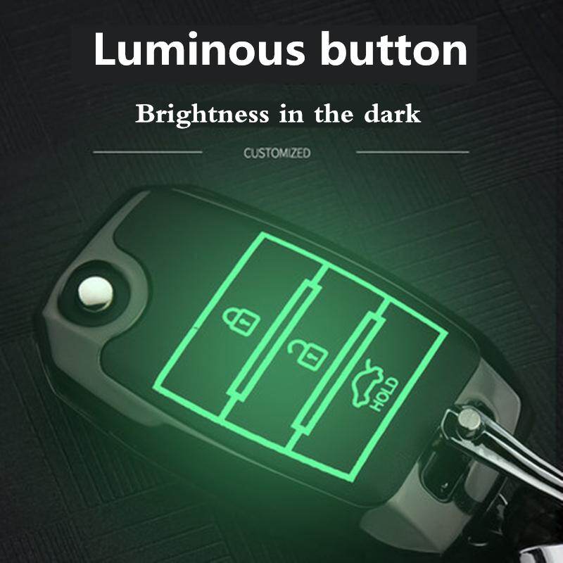 เคสกุญแจหนังPUอัลลอยด์เรืองแสง,ปลอกกุญแจสำหรับKIA Rio Sportage QL Ceed ...