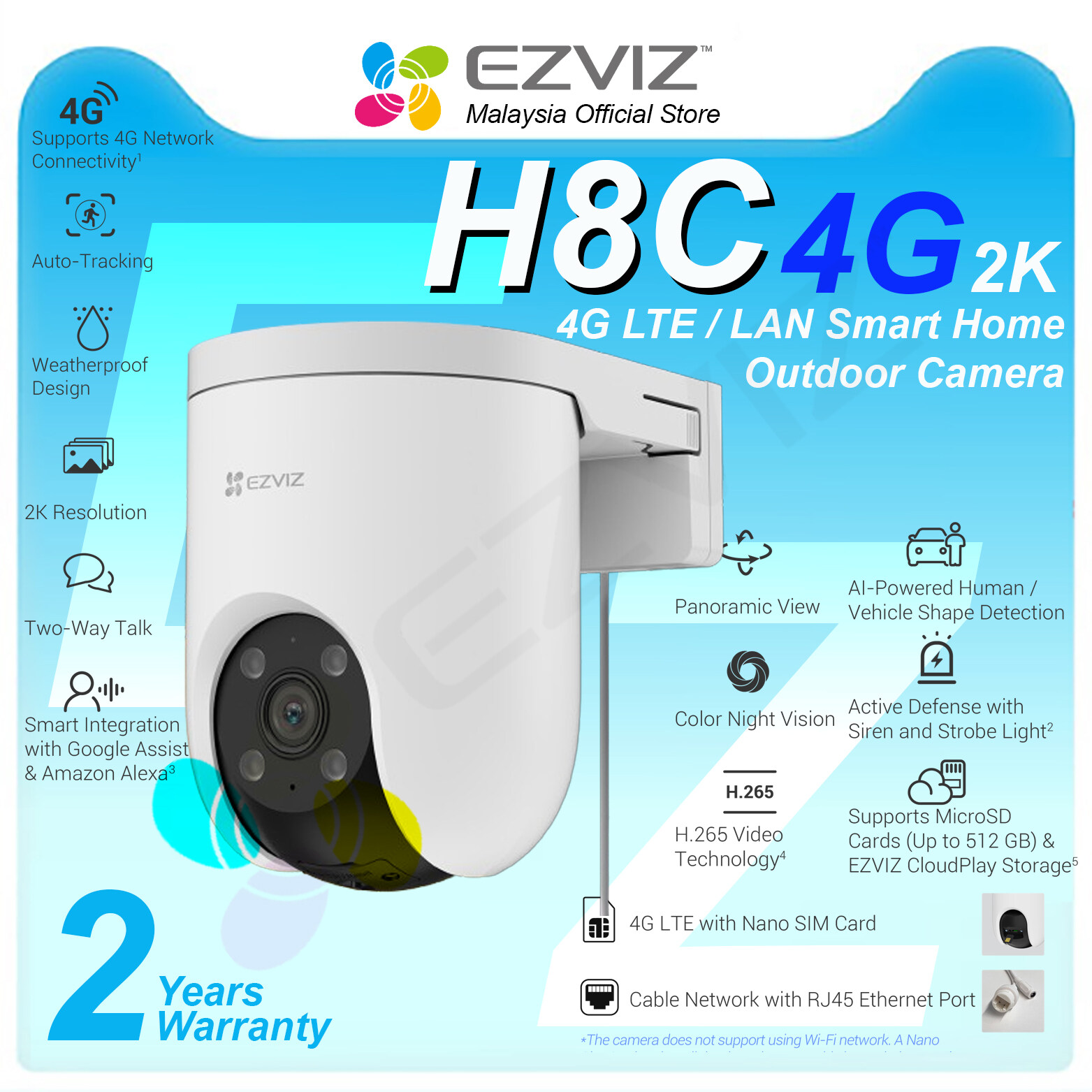 EZVIZ H8c 4G 2K 3MP AI Human / Vehicle Shape Detection , Smart Auto ...