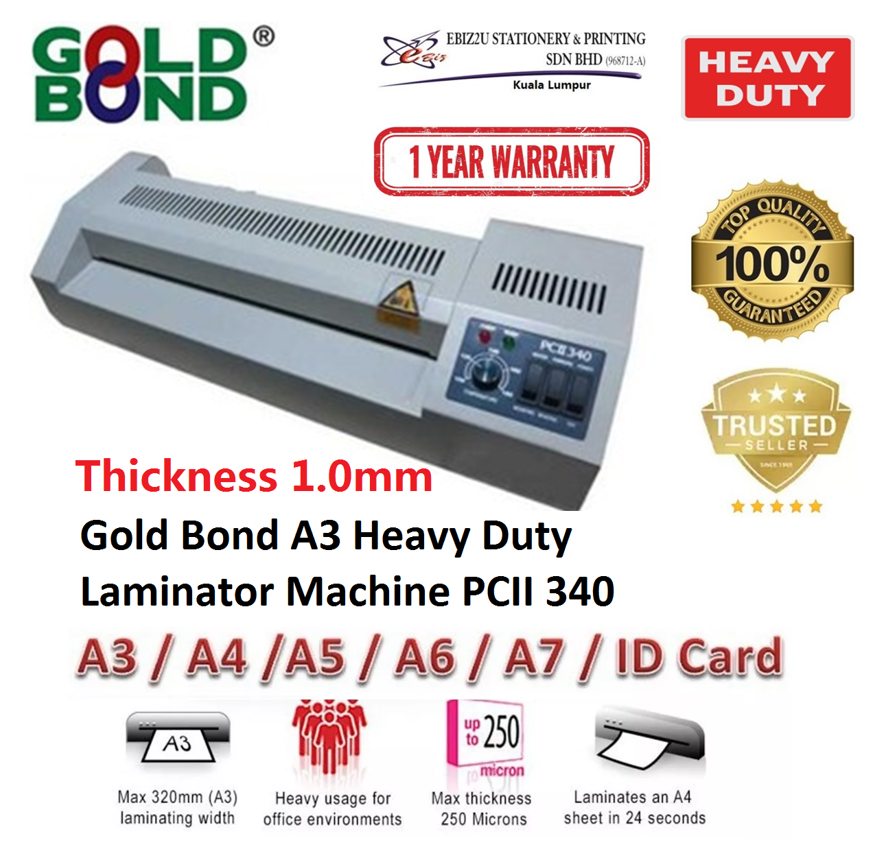 Gold Bond A3 Heavy Duty PCII 340 SIZE Hot & Cold LAMINATE MACHINE ...