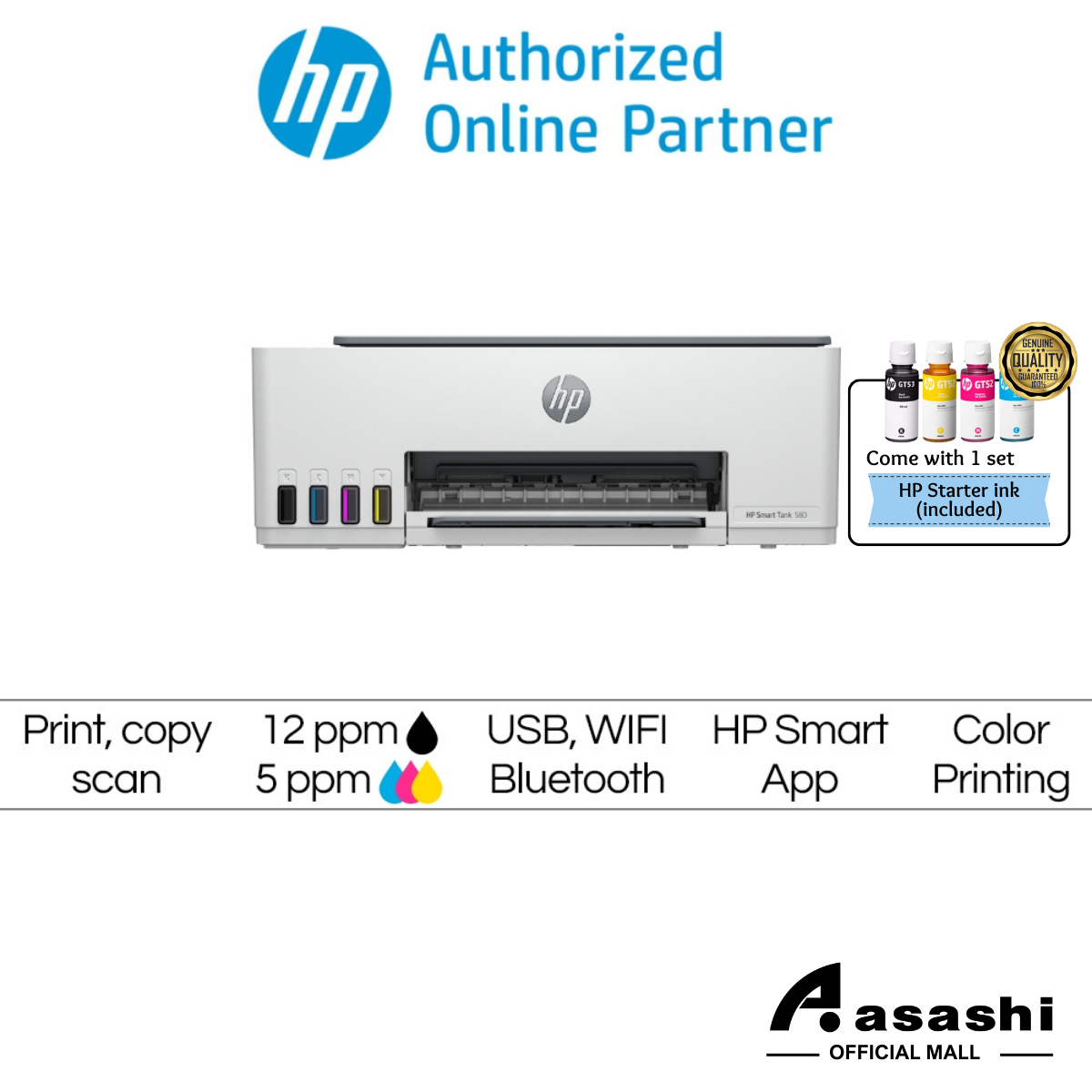 HP Smart Tank 580 Wireless AIO Printer 1F3Y2A (Print,Scan & Copy) 2 ...