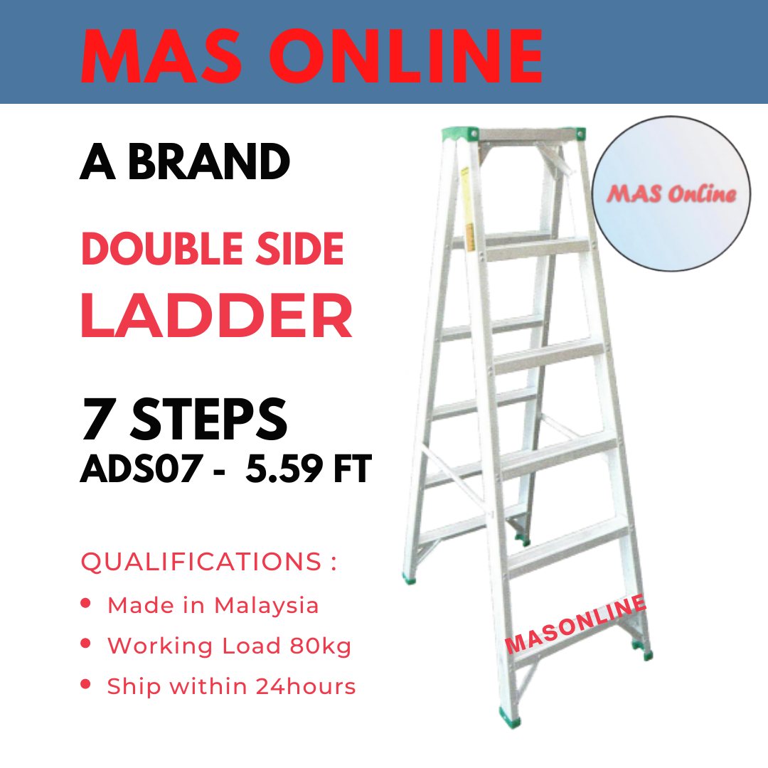 ORIGINAL DS07 Everlas 7 Steps Heavy Duty Aluminium Double Sided Ladder ...