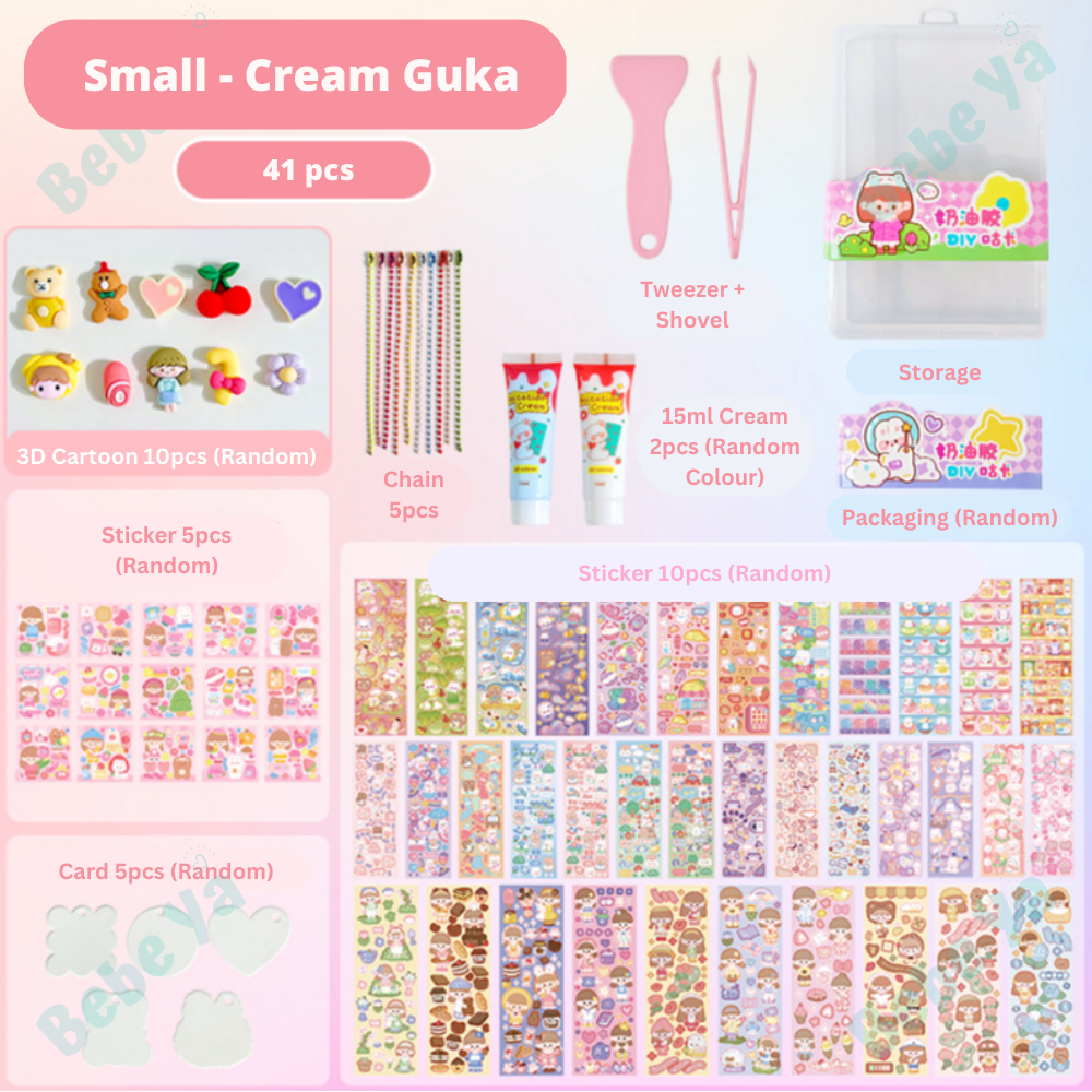 Cute Cream Guka Set Box - DIY Goo Card Keychain Plate Journal Sticker Brick Cream Glue ...