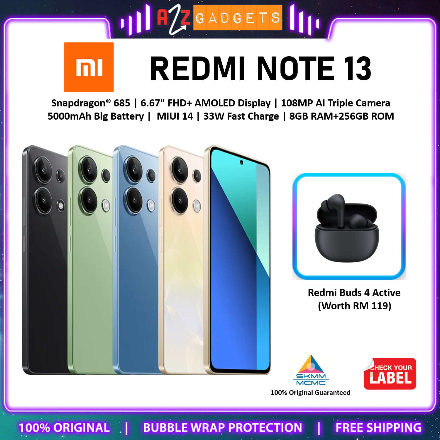 [MY Set] Redmi Note 13 5G | Note 13 4G Smartphone - 1 Year Xiaomi ...