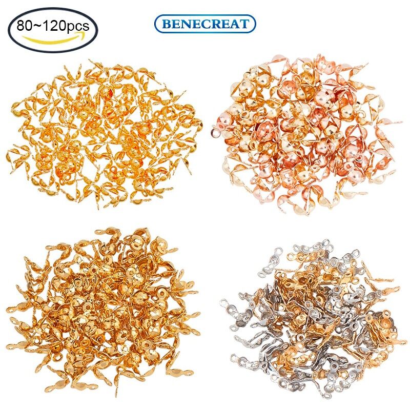 80pcs - 120pcs Golden Bead Tips Stainless Steel Calotte Ends Open ...