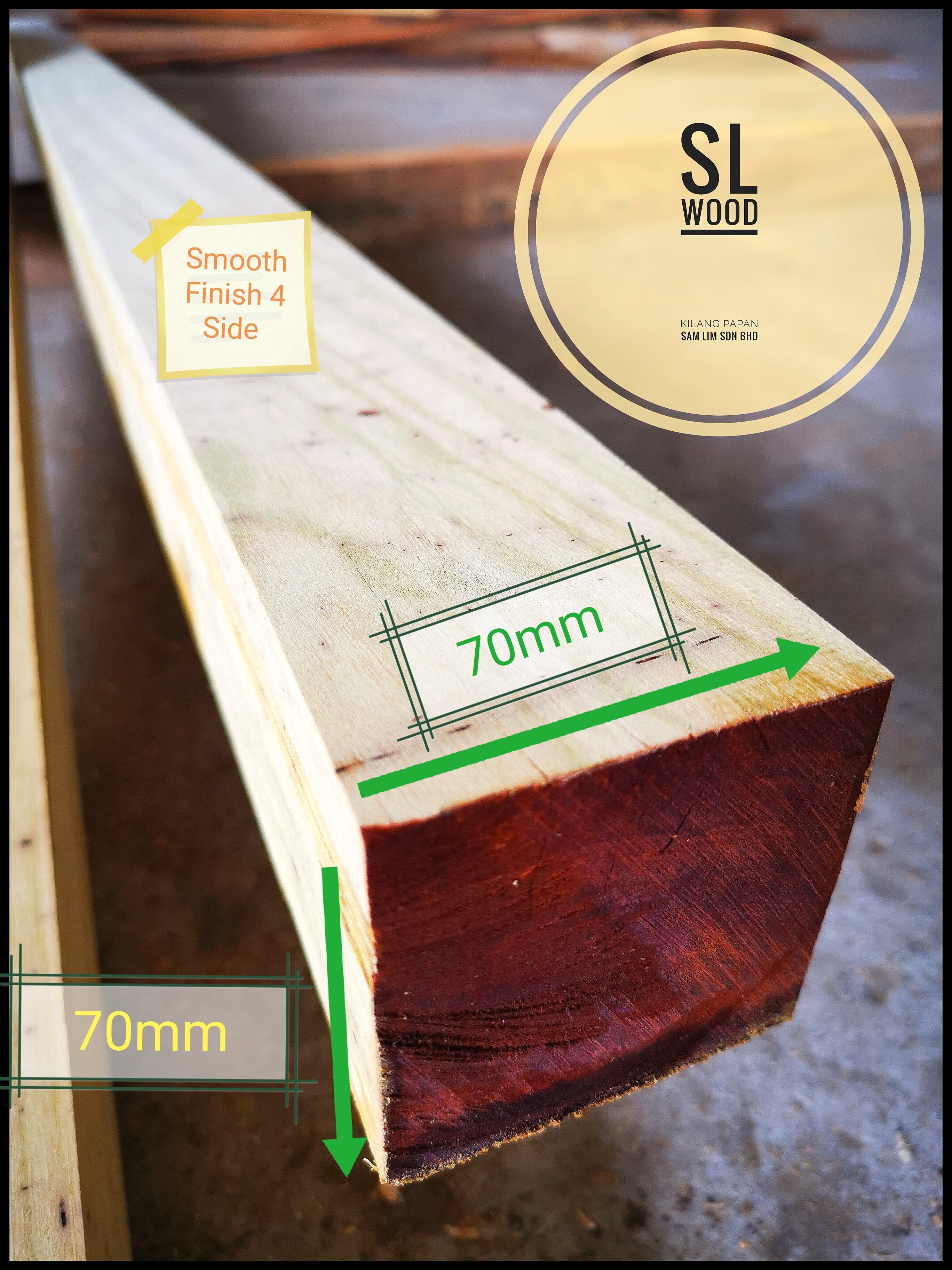 Chengal Solid Wood Timber Smooth Finish 70(T)mm × 70(W)mm = 2'(L)Feet ...