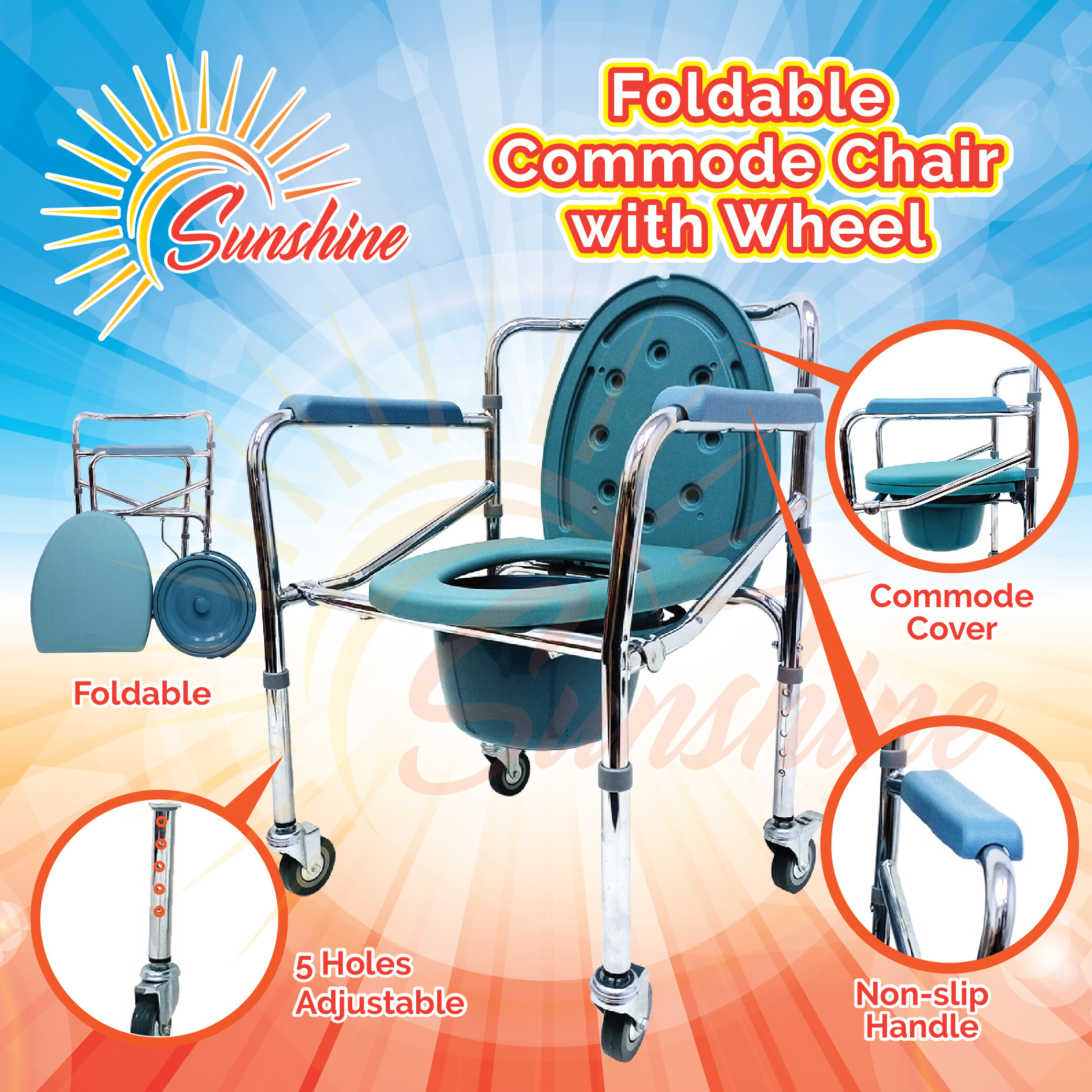 Commode Chair With Wheel | Lazada
