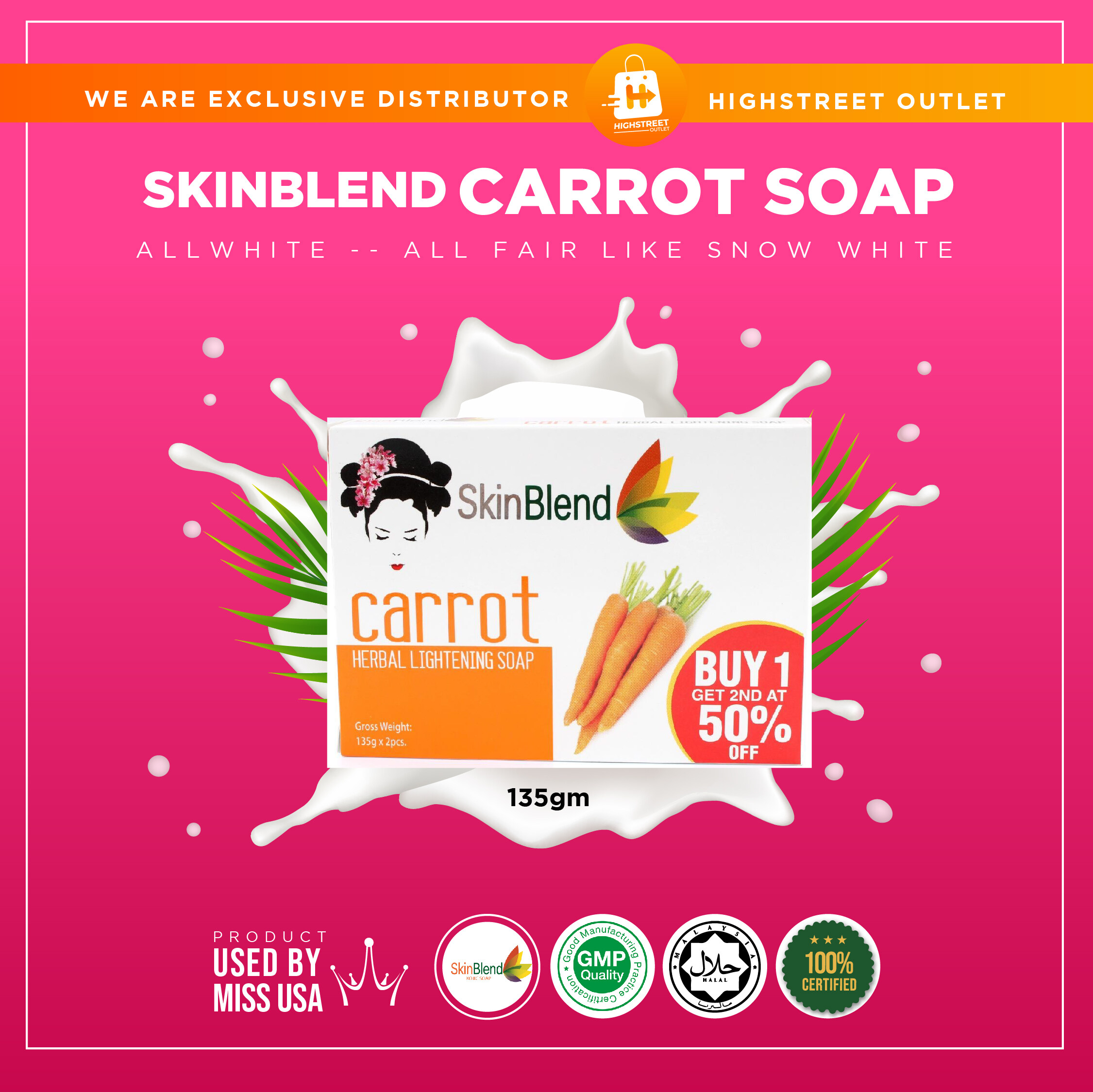 NPRA APPROVAL SkinBlend Carrot Soap Sabun Pure Face Whitening Soap ...