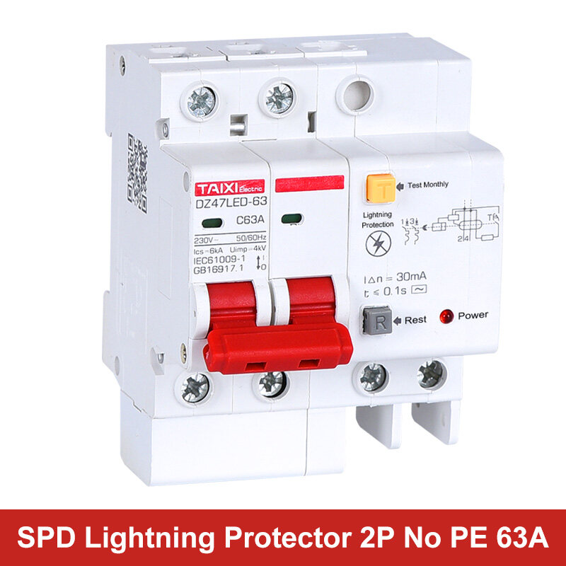 SPD Surge Protector Lightning Protector 2 Pole DZ47LE Circuit Breakers ...