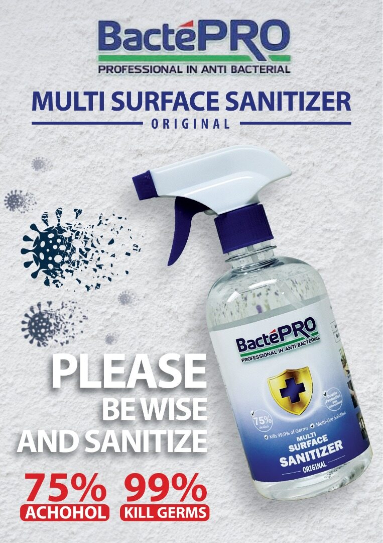 Bactepro Multi surface sanitizer 500ML - 75% alcohol with chloroxylenol ...