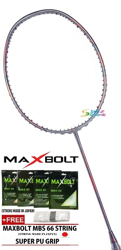 MAXBOLT NEW TENO 12 (RED) BADMINTON RACKET-FOC MAXBOLT STRING & PU GRIP ...
