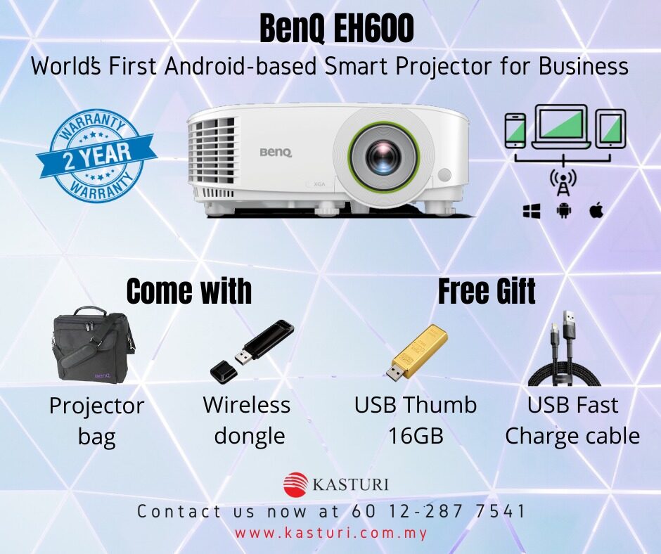 BenQ EH600 Wireless 3500lm 1080p Meeting Room Smart Projector ANDROID ...