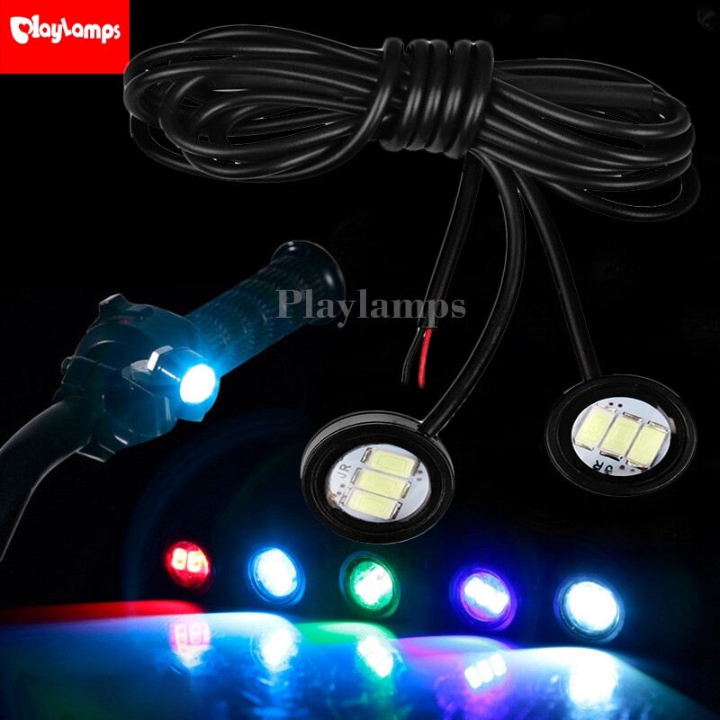 2Pcs Motorcycle Mirror Decorative LED Light Motorbike Warming Strobe ...